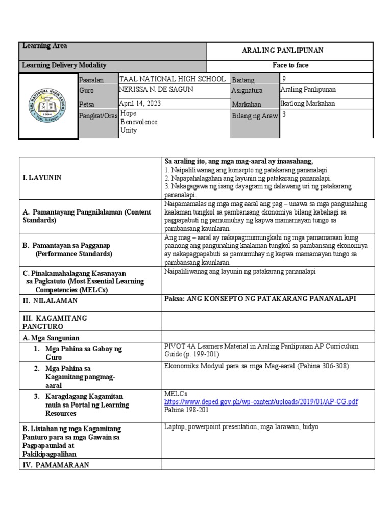 Patakarang Pananalapi-DLL (Nerissa) | PDF