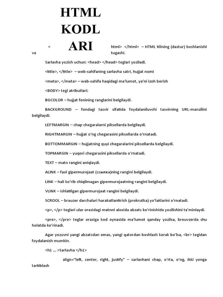 HTML Kodlari | PDF