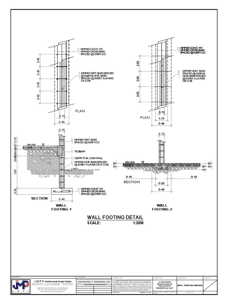 Wall Footing Detail: Plan Plan | PDF | Design | Engineering