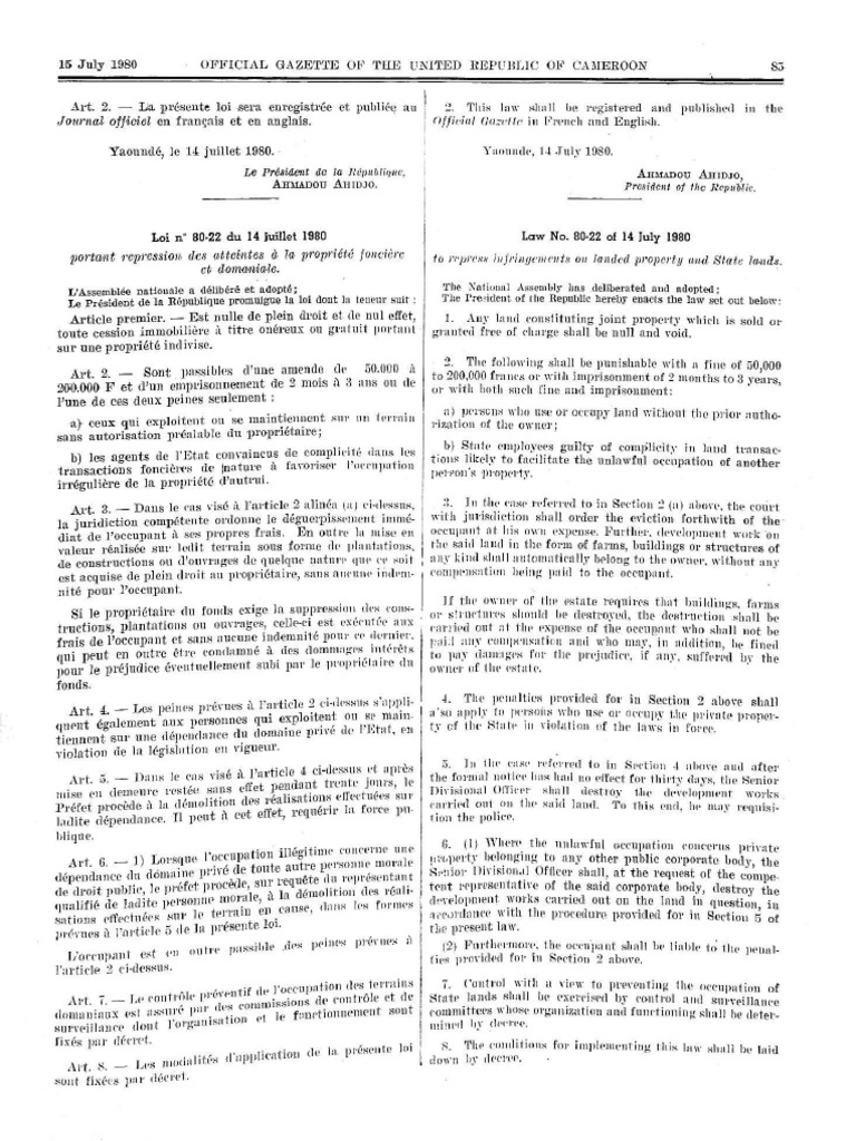 215.07.80.1 Loi Du 14 Juillet 1980 - Repression Des Atteintes A La ...