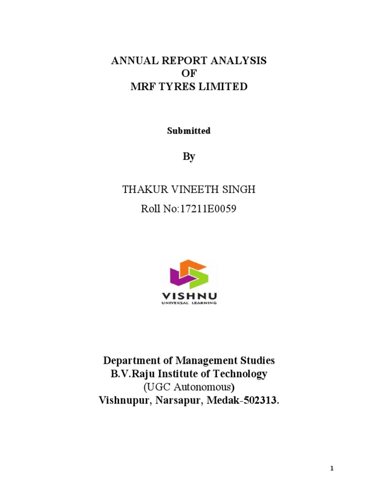MRF TYRES - REPORT Footer | PDF | Return On Investment | Revenue