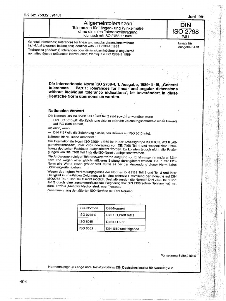Din Iso 2768-1 - de - 1991-06 PDF | PDF