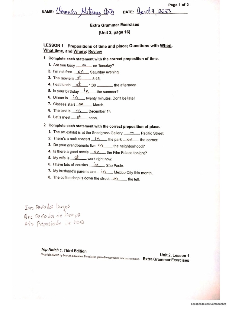 Unit2 Extra Gram Exercise Veronica Gutierrez PDF | PDF