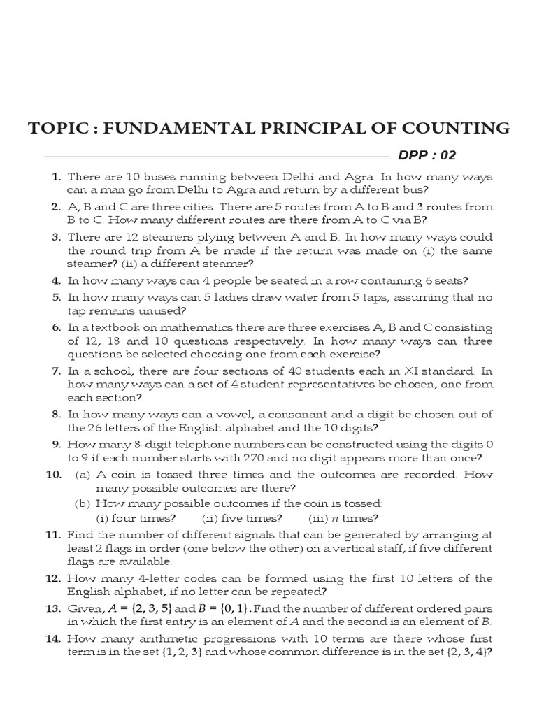 DPP - 02 Fundamental Principal of Counting | PDF | Numbers