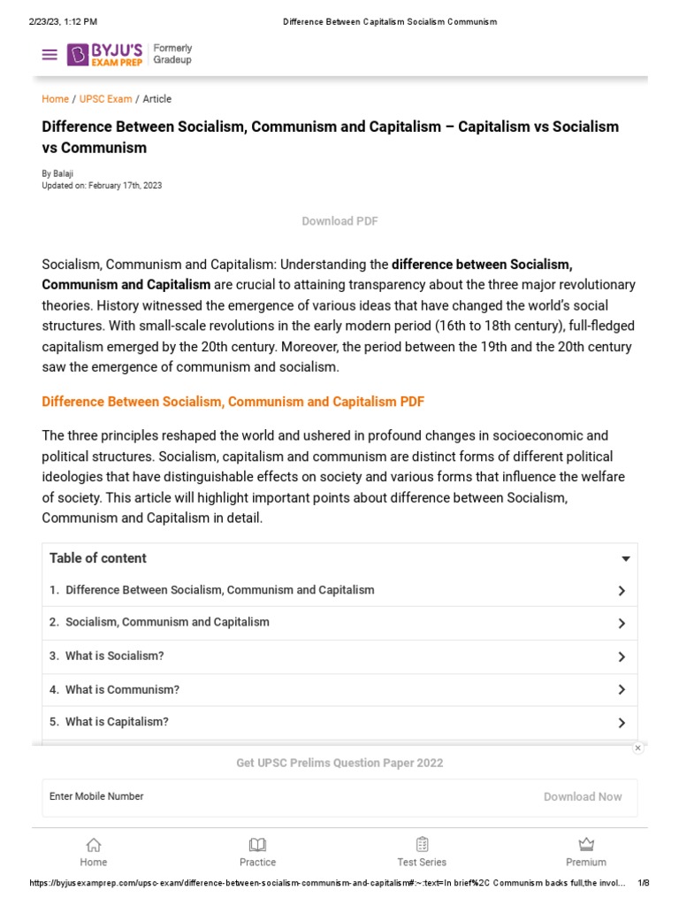 Capitalism, Socialism, and Communism Explained | PDF | Capitalism ...