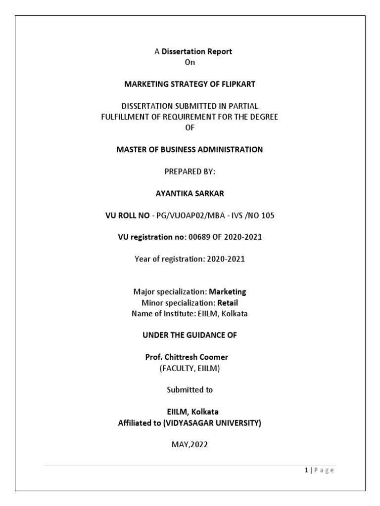 Dissertation Report - Ayantika Sarkar | PDF | Marketing Strategy | E ...