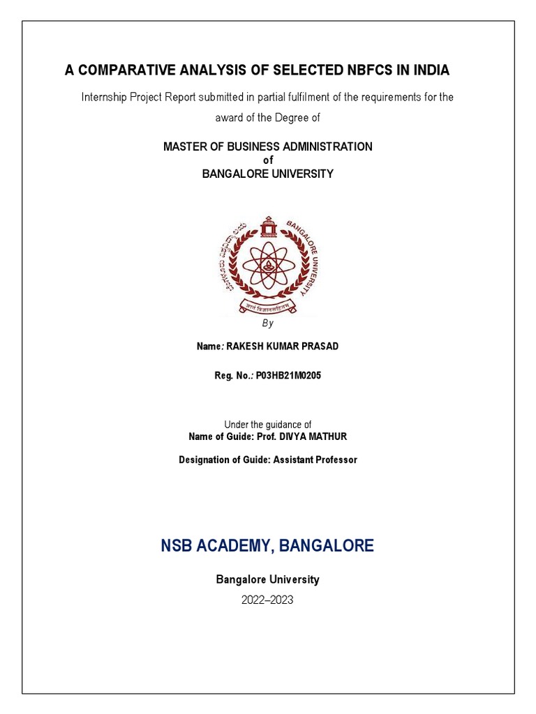 Project by Rakesh Kumar Prasad PDF | PDF | Non Bank Financial Institution | Income