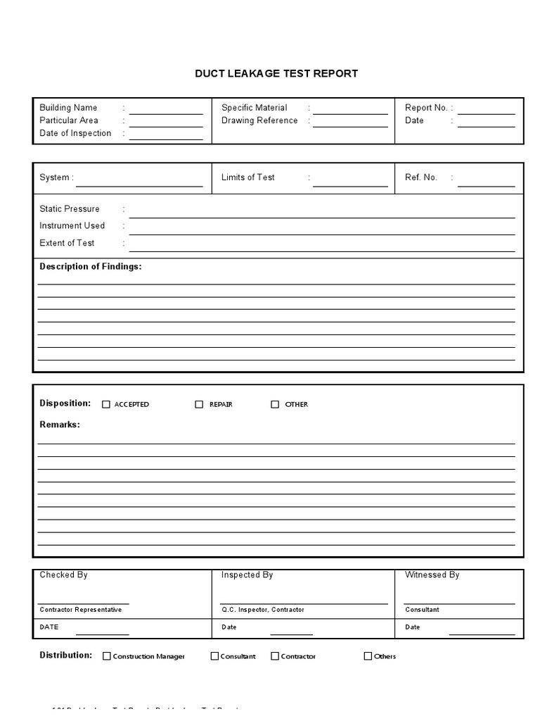 4.21 Duct Leakage Test Report | PDF
