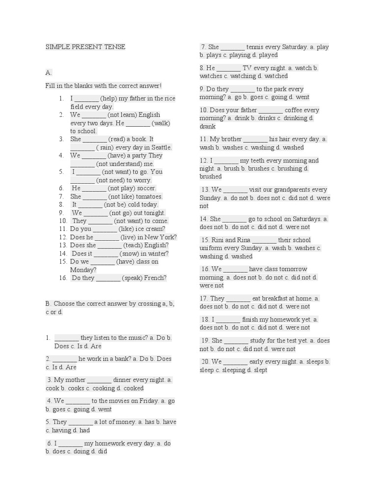 Soal Simple Present Tense | PDF