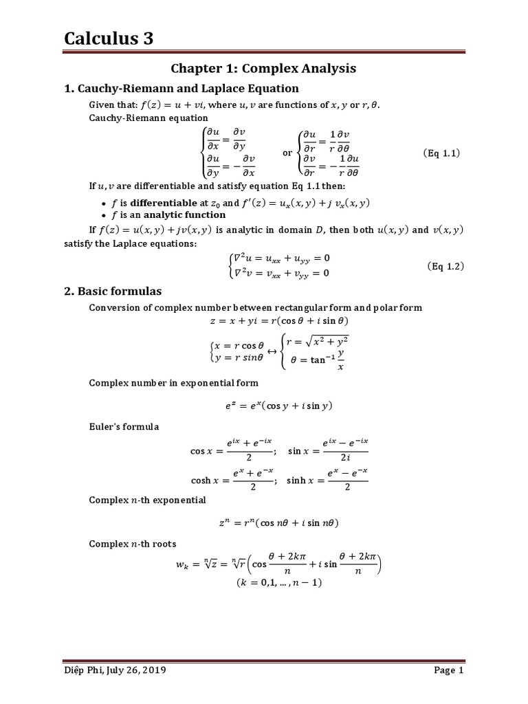 Calculus 3 | PDF | Complex Number | Laplace Transform