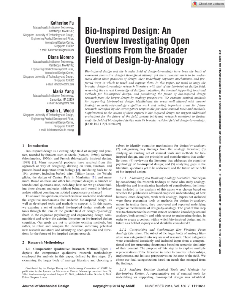 Bio-Inspired Design Paper PDF | PDF