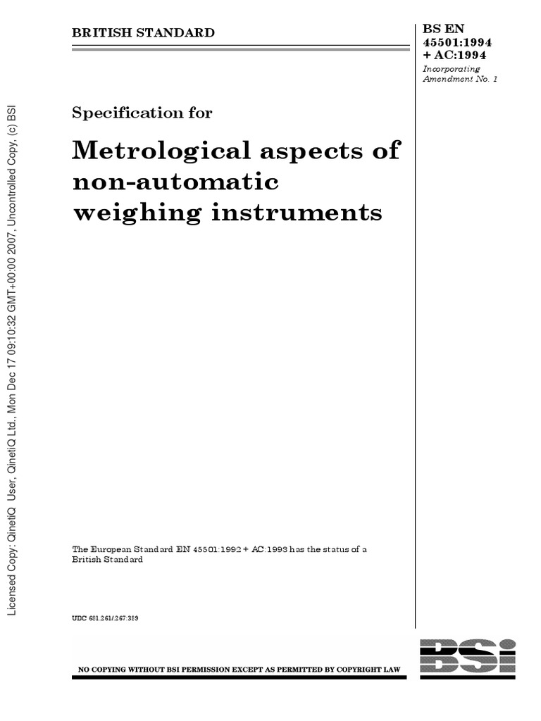 Bs 45501 | PDF | Metrology | Regulation