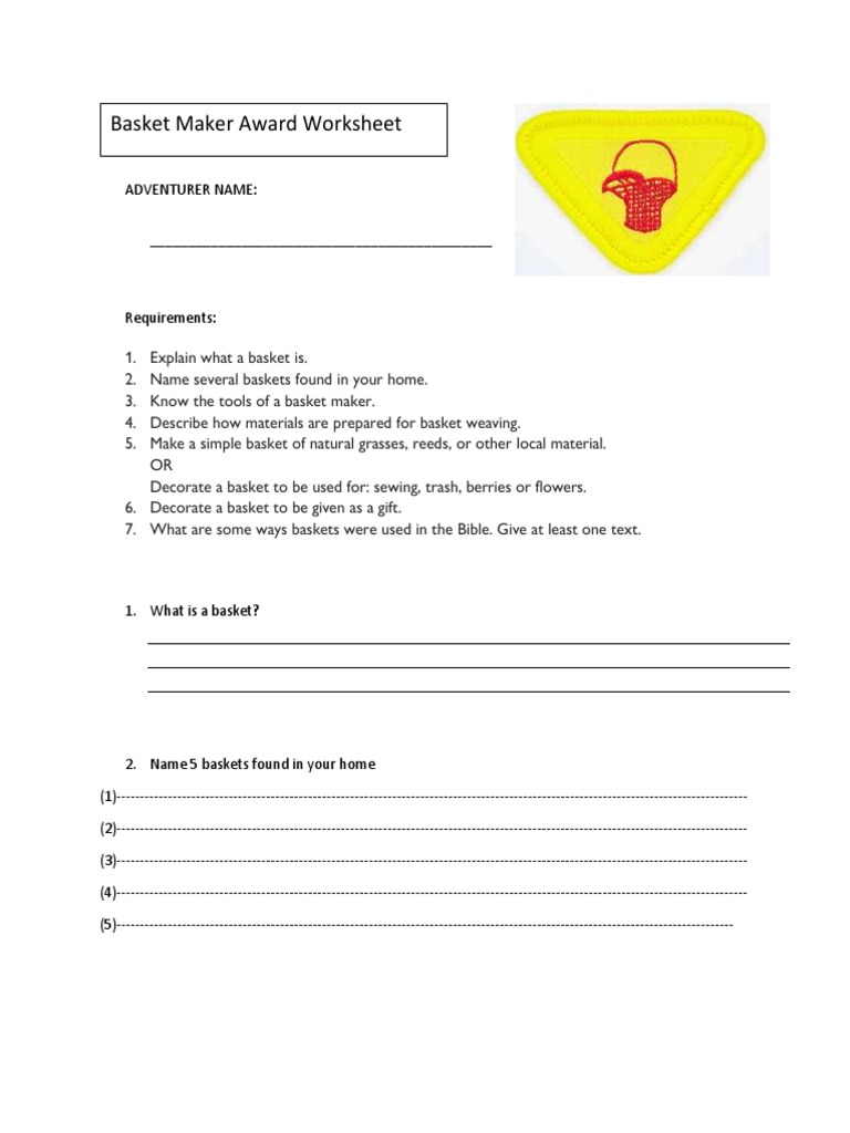 Basket Maker Worksheet | PDF