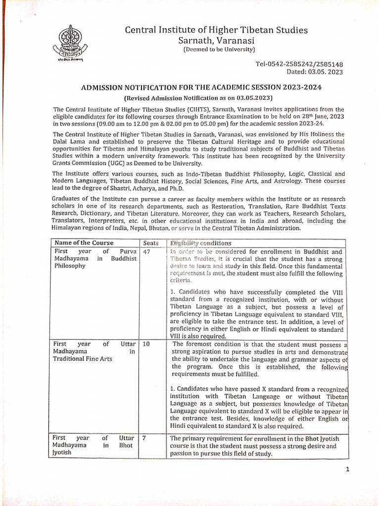 Admission Notification 2023-24 | PDF