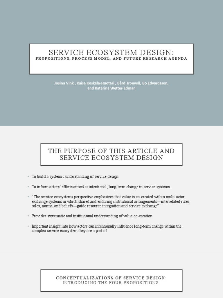 Service Ecosystem Design:: Josina Vink, Kaisa Koskela-Huotari, Bård ...
