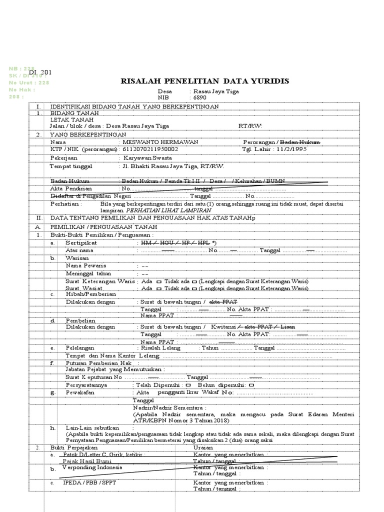 BLANGKO-RISALAH-DATA-YURIDIS | PDF