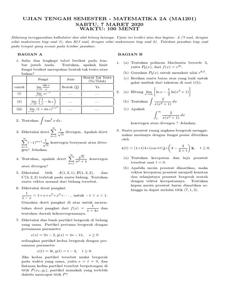 (Soal) UTS 2011-2020 Mat IIA | PDF | Metode & Bahan Ajar