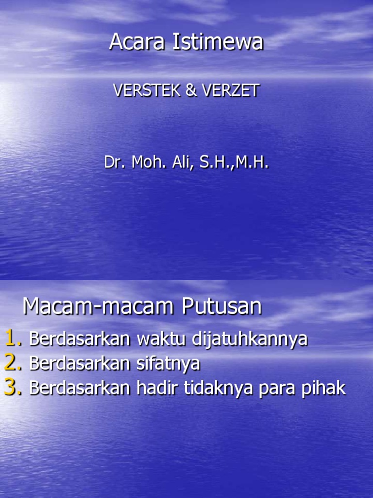 Putusan Verstek dalam Hukum Acara | PDF