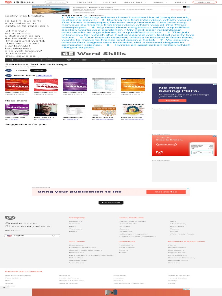 Solutions 3rd Int WB Keys by Victoria - Issuu | PDF