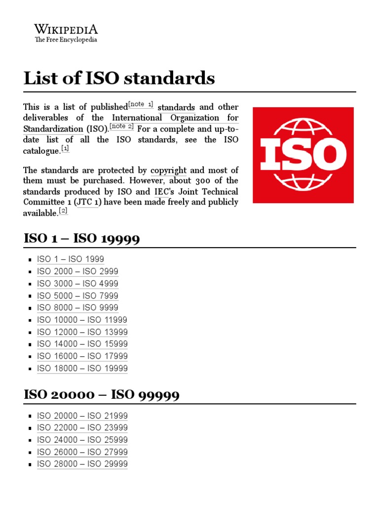 List of ISO Standards | PDF