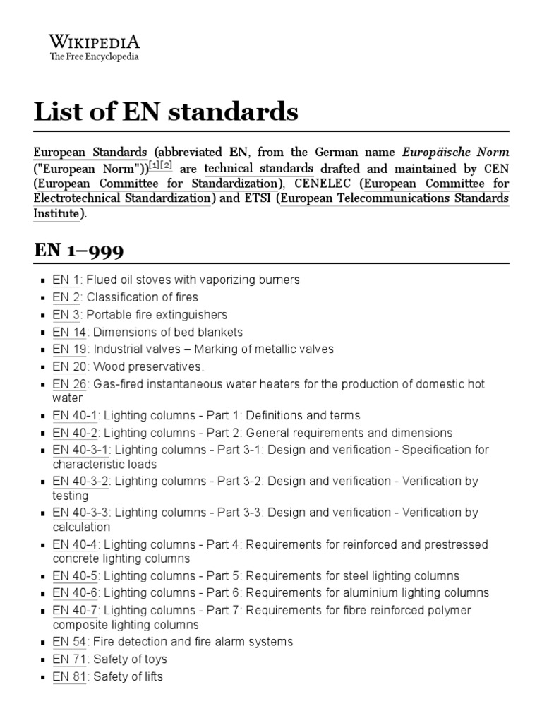 List of EN Standards | PDF | Electromagnetic Compatibility | Stainless ...