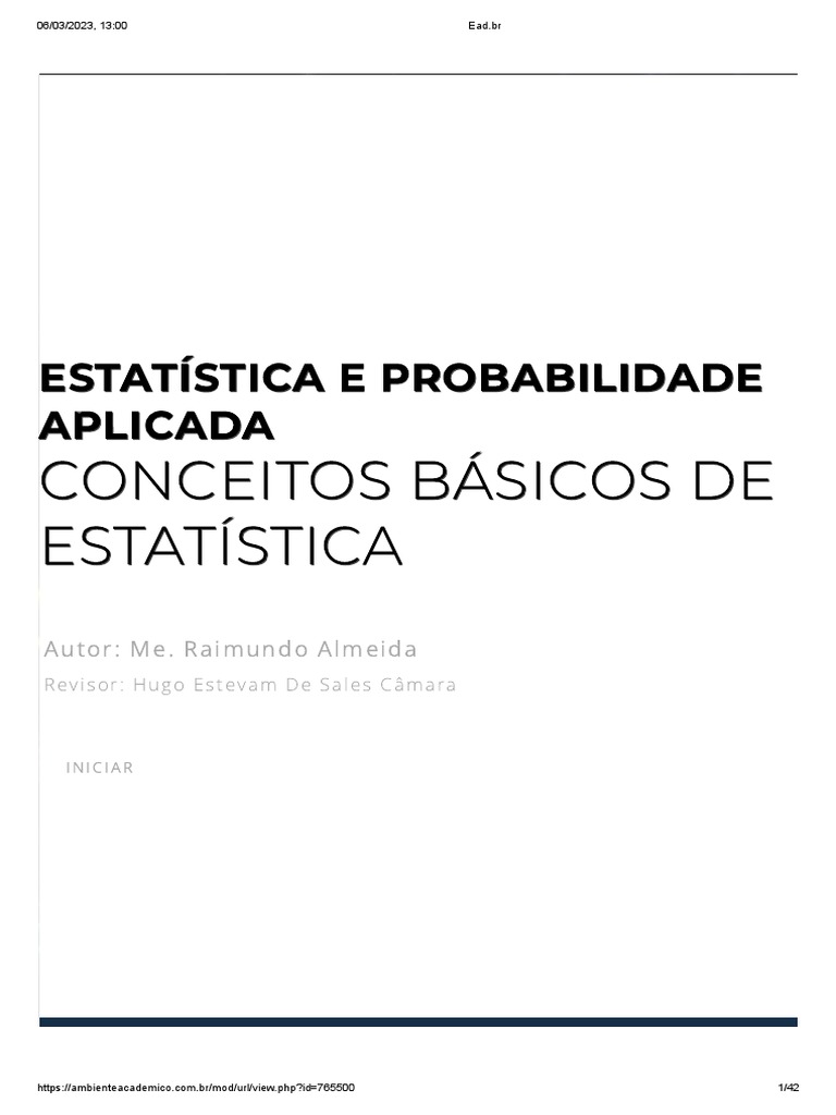 Estatística Básica para Estudantes | PDF | Variação | Modo (Estatística)