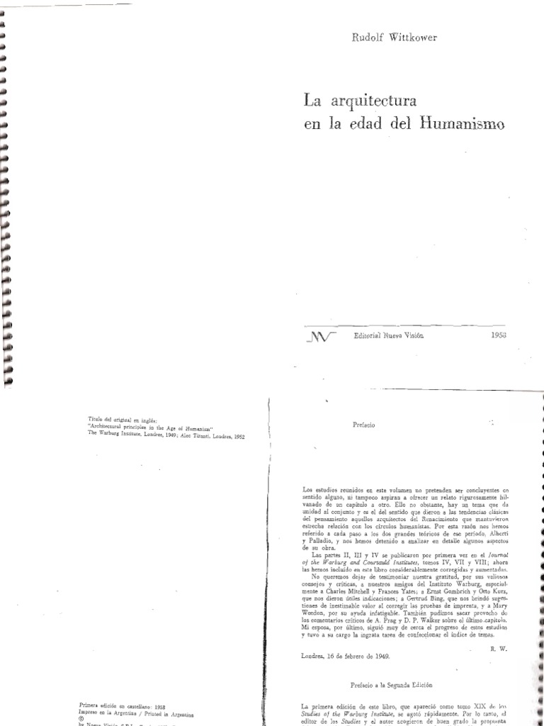 Wittkower - La Arquitectura en La Edad Del Humanismo | PDF