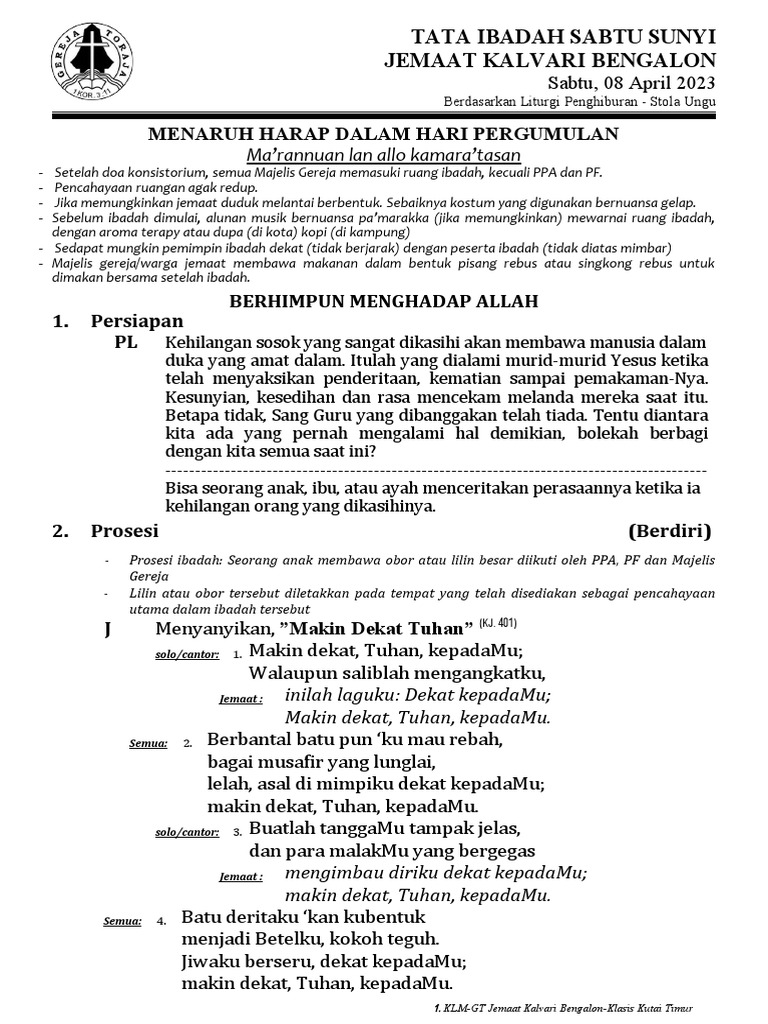 Tata Ibadah Sabtu Sunyi 08 April 2023 | PDF