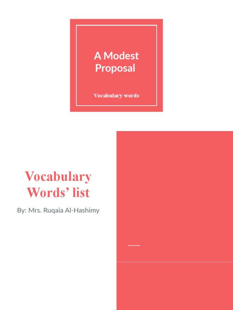 A Modest Proposal Vocabulary | PDF