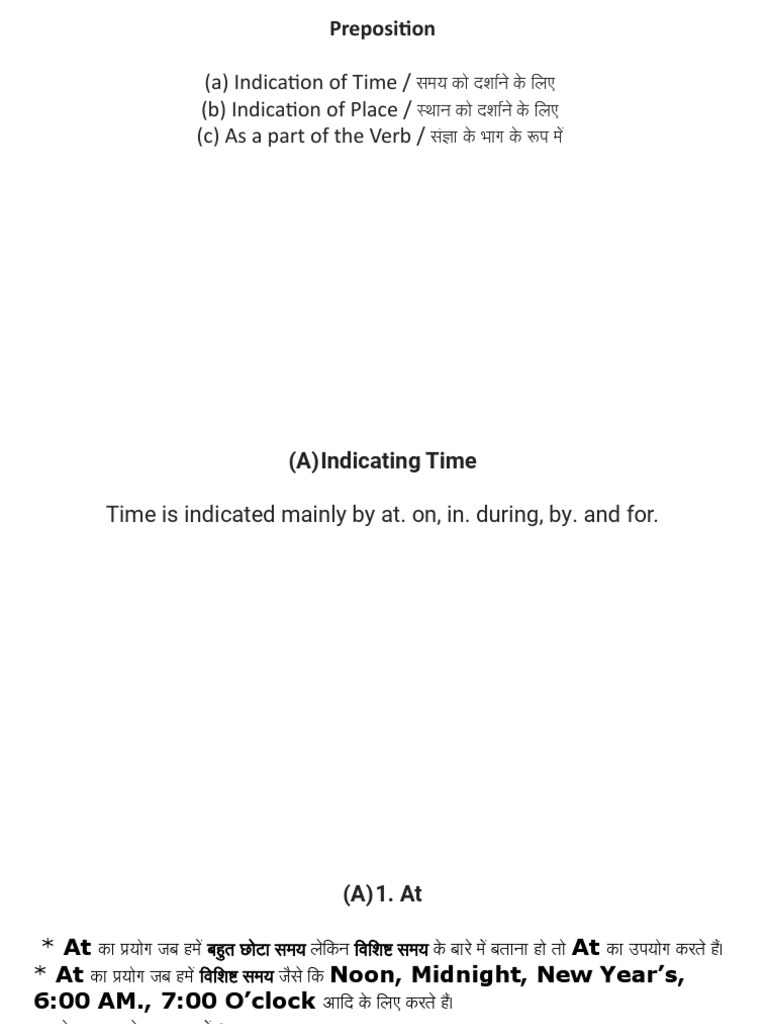 Understanding the Usage of Prepositions to Indicate Time | PDF ...