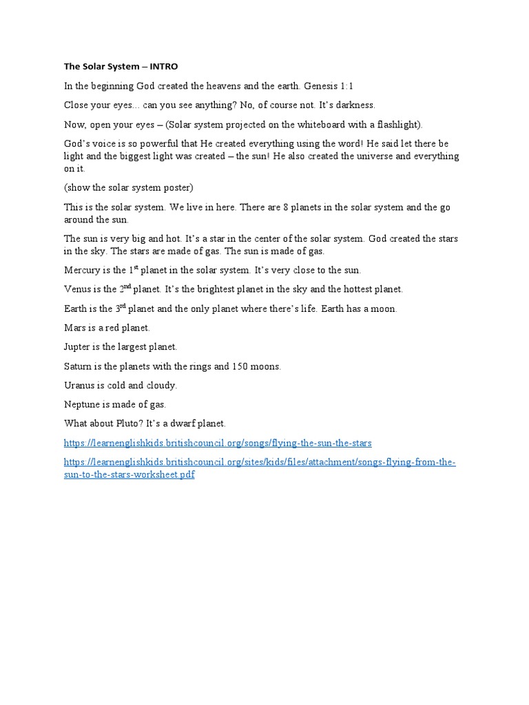 Solar System Intro | PDF