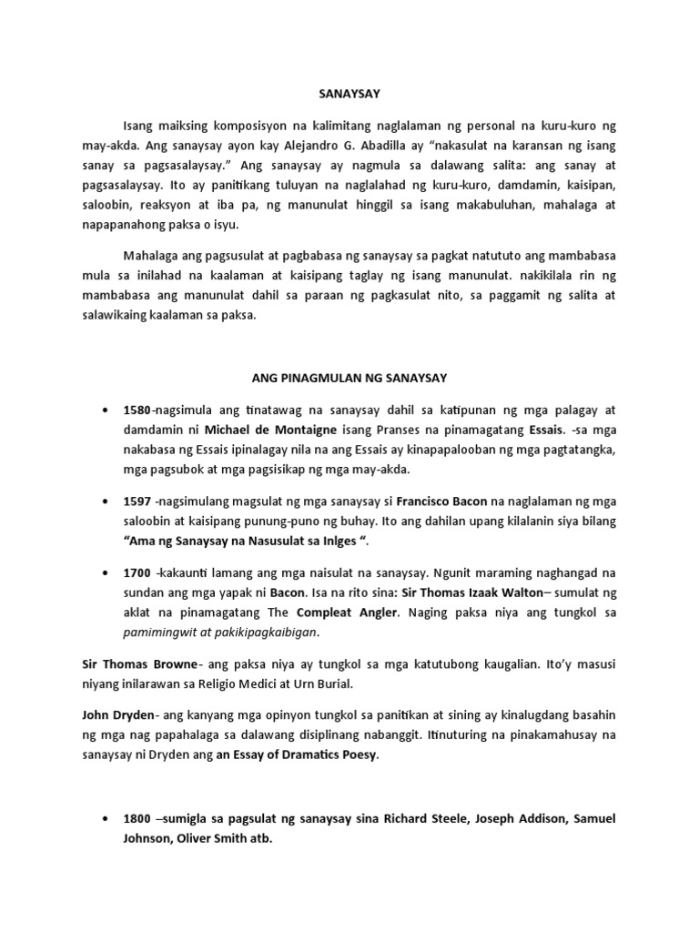 Sanaysay | PDF