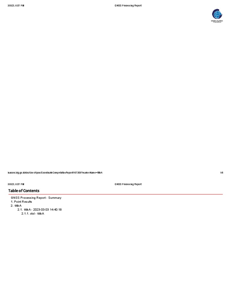 GNSS Processing Report Titik A | PDF | Latitude | Geodesy