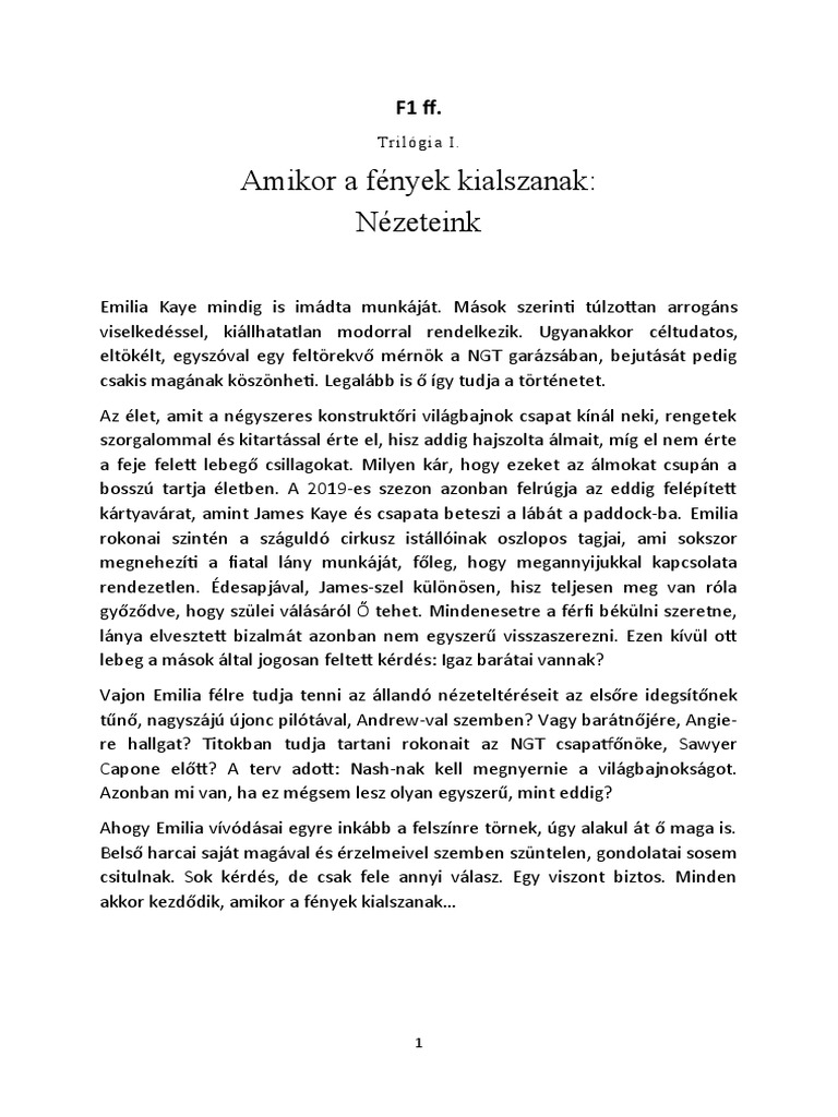 Formula-1 - Amikor A Fã©nyek Kialszanak - NÃ©zeteink | PDF