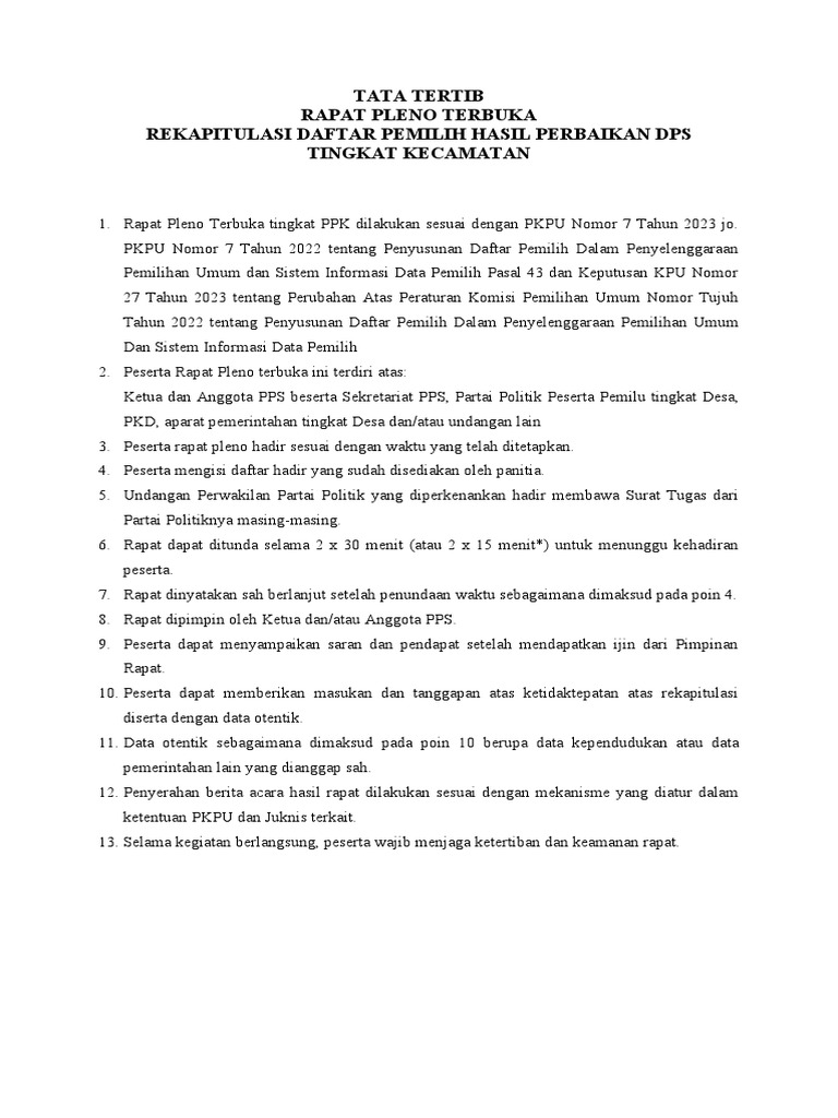 Draft Tatib Rekap PPS PPK | PDF