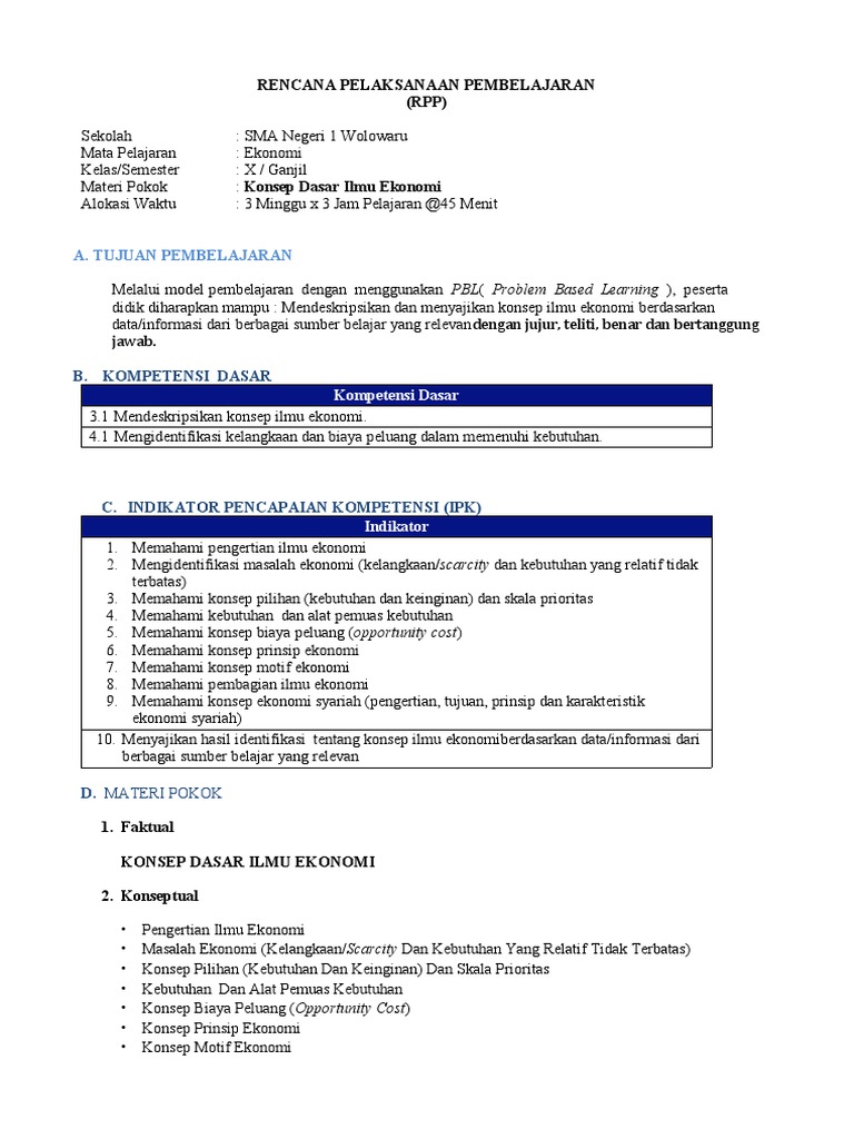 RPP Bab 1 Ganjil | PDF