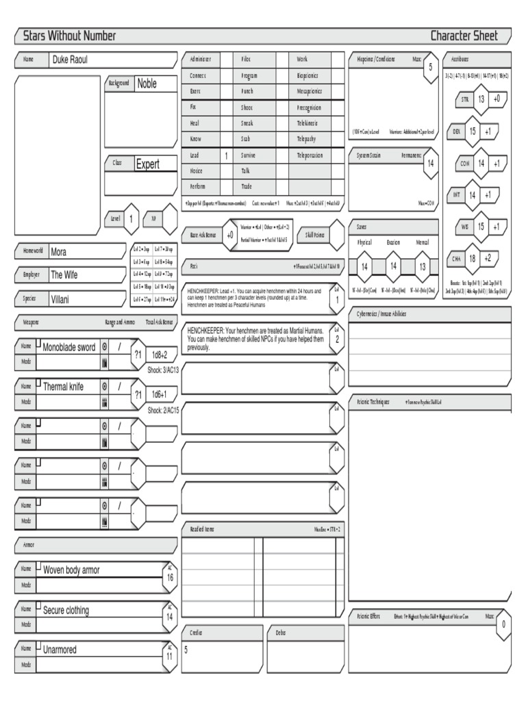 Duke Raoul Character Sheet V1 | PDF