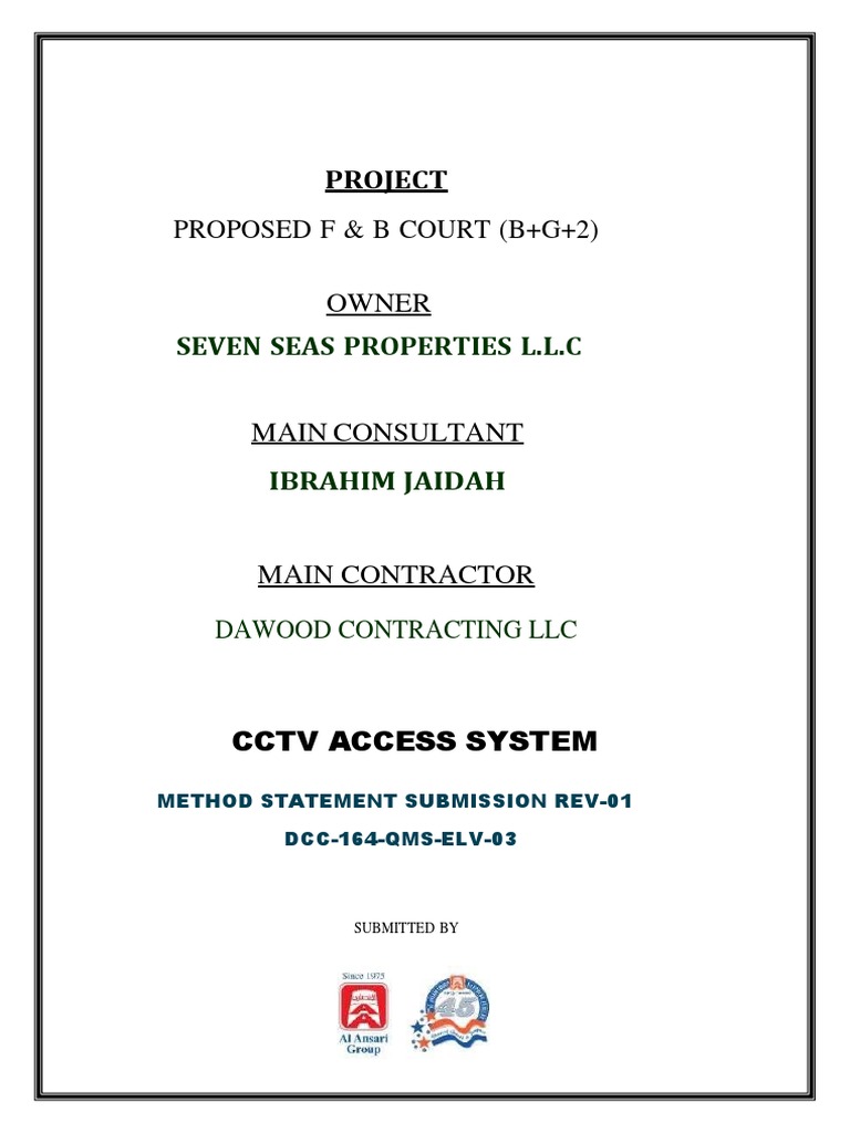 Cctv Method Statement Final Rev 01 Pdf Pdf Closed Circuit