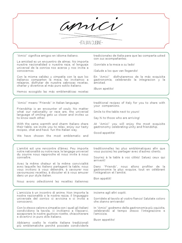 Menu Amici 3 | PDF