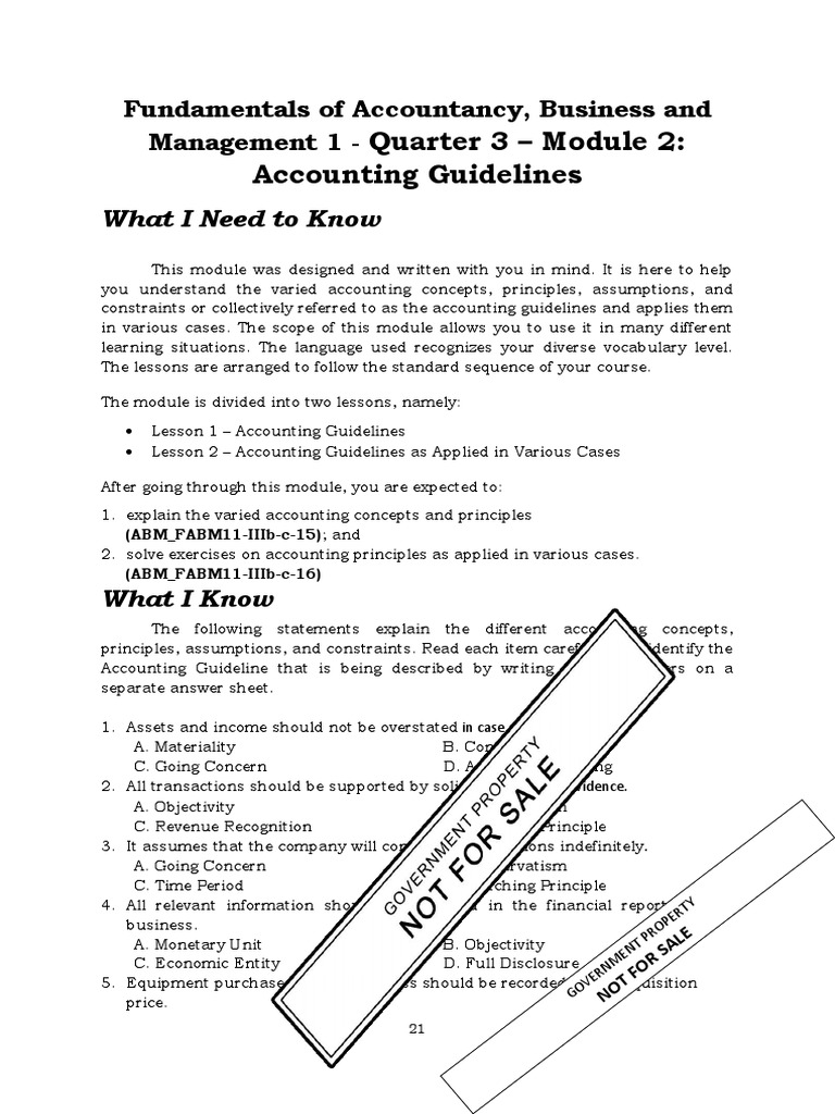 ABMFABM1 q3 Mod2 Accounting-Guidelines v2 | PDF | Generally Accepted ...