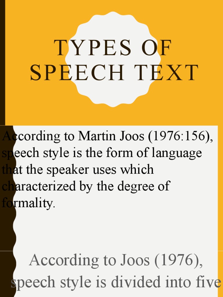 Five Types of Speech Styles | PDF | Language Arts & Discipline