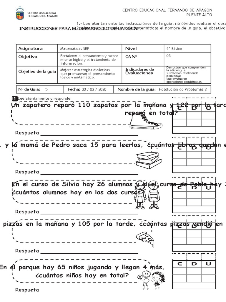 Resolución de Problemas Matemáticos 4° Básico | PDF