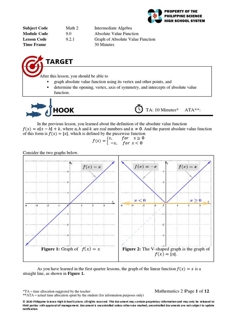 v2 - SLG M2 9.2.1 - Graph of An Absolute Value Function PDF | PDF | Function (Mathematics ...