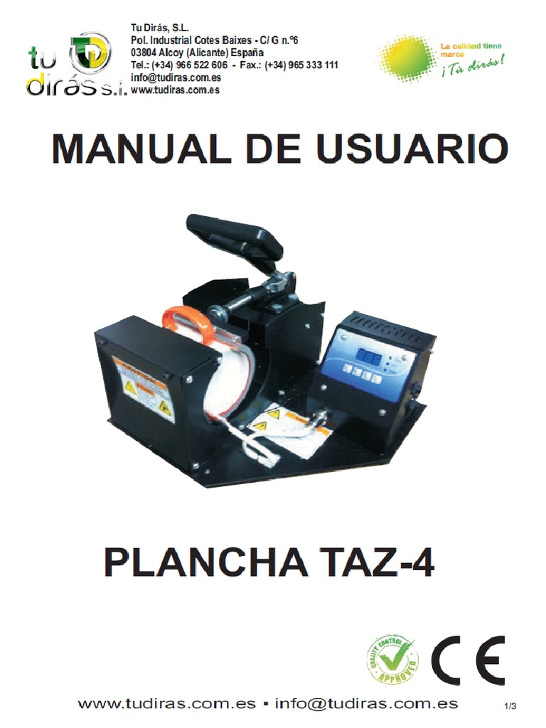 Instrucciones Plancha de Tazas Taz 4 | PDF
