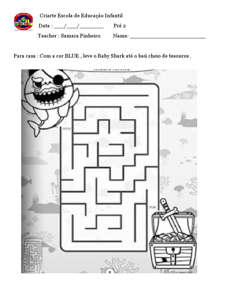Atividade De Casa Para A Turma Pré 2 Da Crearte Escola De Educação