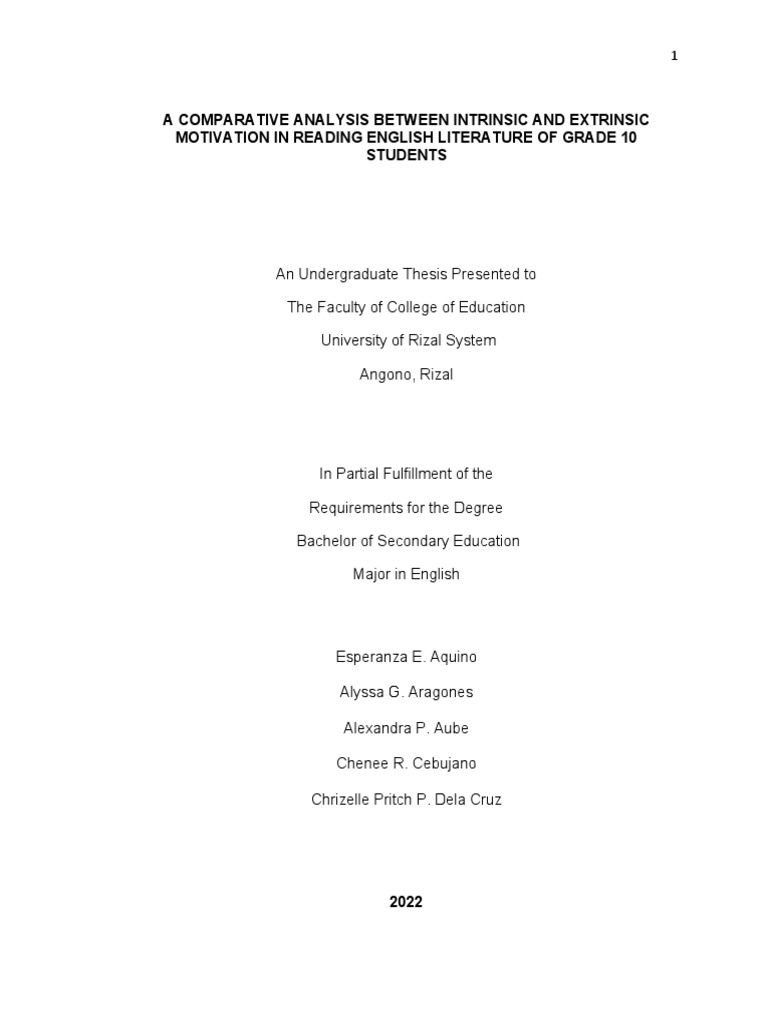 A Comparative Analysis Between Intrinsic and Extrinsic Motivation in ...