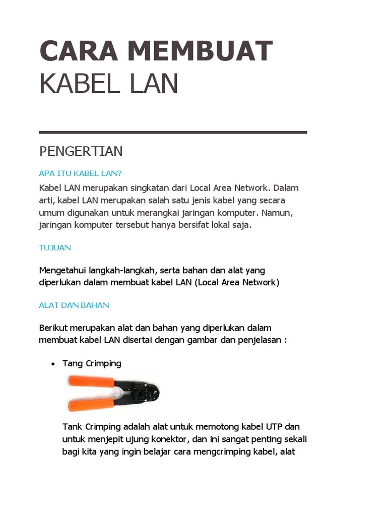 Panduan Membuat Kabel LAN UTP | PDF | Sains & Matematika | Teknologi ...