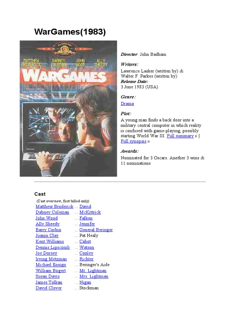 War Games | PDF