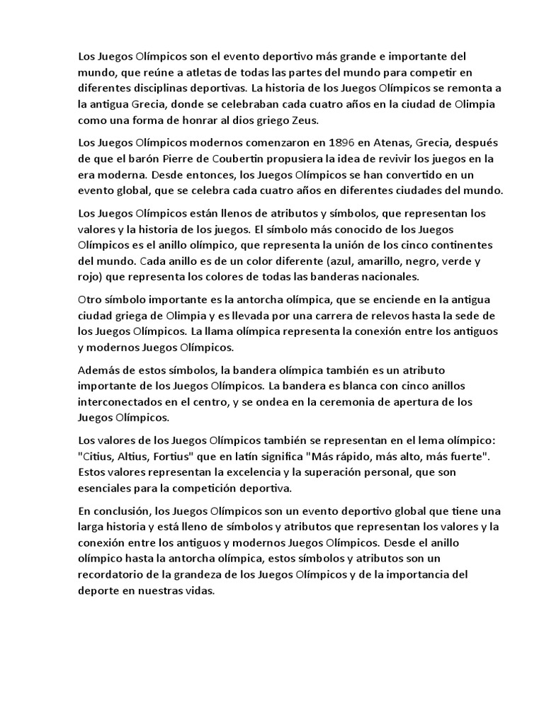 3 Historia y Atributos (Símbolos) de Los Juegos Olímpicos. | PDF