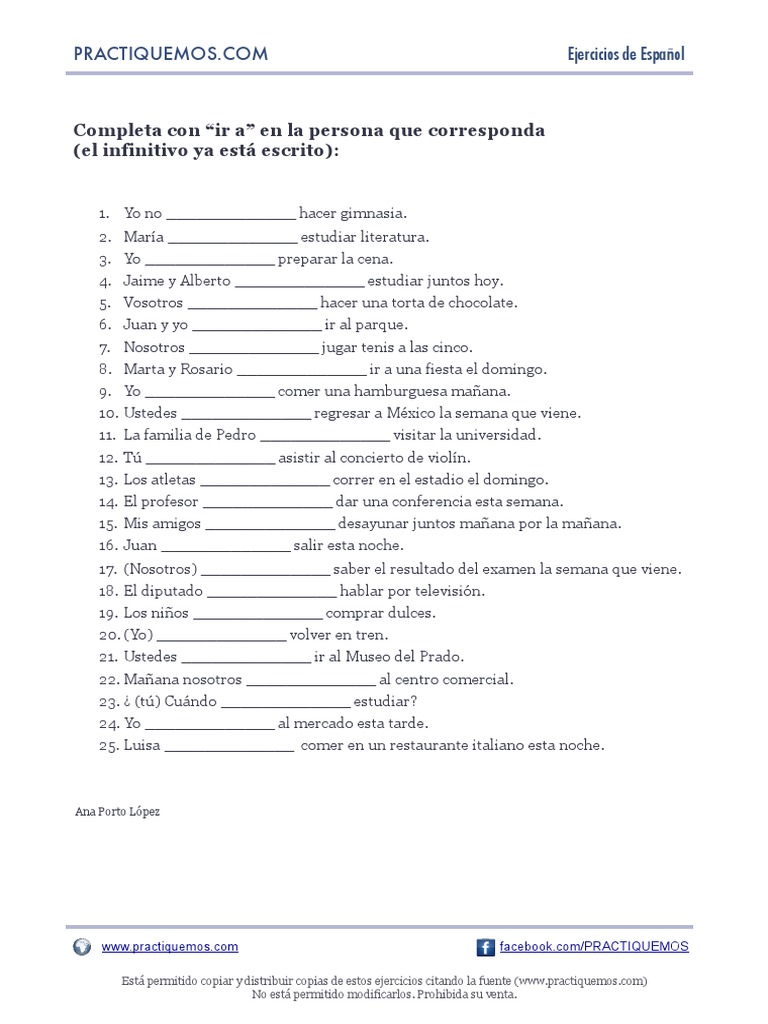 Ejercicios sobre el uso del verbo "ir | PDF